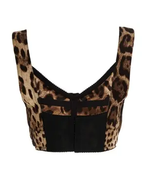 Dolce & Gabbana Leopard Print Sweetheart Bustier Top - Brown