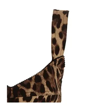 Dolce & Gabbana Leopard Print Sweetheart Bustier Top - Brown