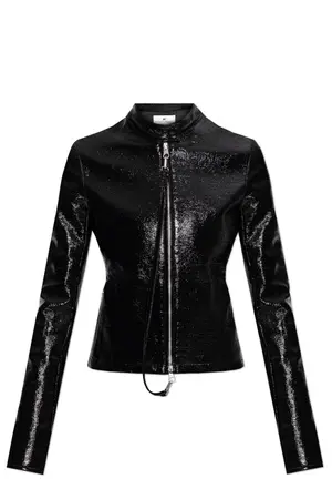 COURREGES Vinyl City Zip-up Jacket - Black