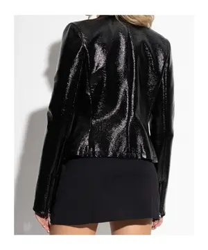 COURREGES Vinyl City Zip-up Jacket - Black