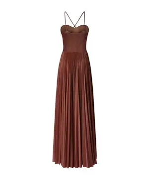 Pinko Maxi Dress With Pleated Skirt And Criss-cross Straps