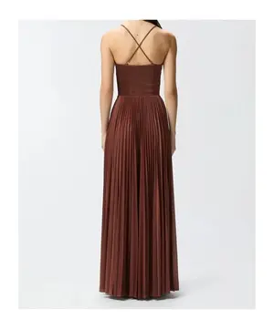 Pinko Maxi Dress With Pleated Skirt And Criss-cross Straps