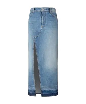 Pinko Side Slit Midi Denim Skirt - Blue