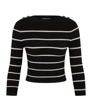 Zimmermann Striped Boatneck Knit Top With Shoulder Buttons