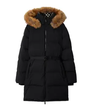 Burberry Belted Hooded Puffer Coat - Black/snug