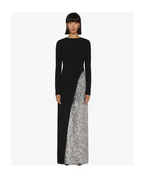 Givenchy Long Sleeve Backless Sequined Evening Gown