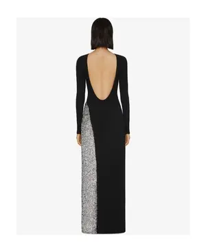 Givenchy Long Sleeve Backless Sequined Evening Gown