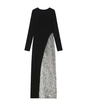 Givenchy Long Sleeve Backless Sequined Evening Gown