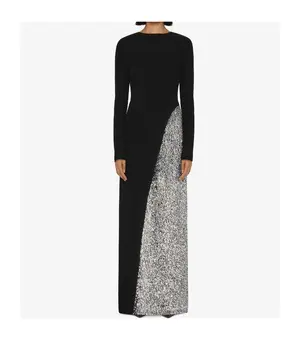 Givenchy Long Sleeve Backless Sequined Evening Gown