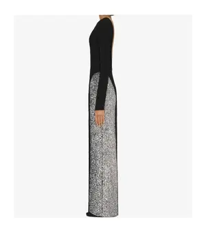 Givenchy Long Sleeve Backless Sequined Evening Gown