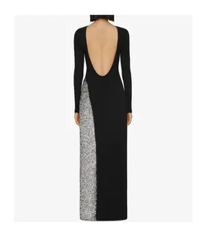 Givenchy Long Sleeve Backless Sequined Evening Gown