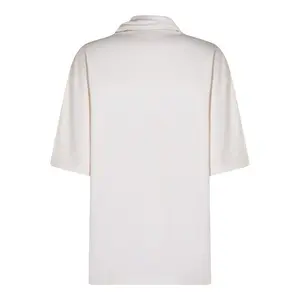 LEMAIRE Cotton T-shirt With Scarf Neck Detail - Light Cream
