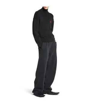 Balenciaga Cotton Knit Turtleneck Sweater With Embroidered Artwork