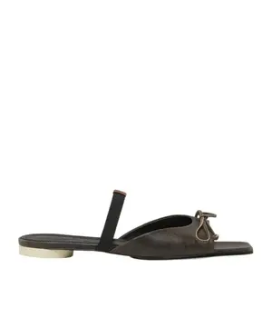 MAISON MARGIELA Bow Detail Square Toe Leather Sandals - Brown