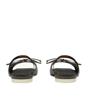 MAISON MARGIELA Bow Detail Square Toe Leather Sandals - Brown