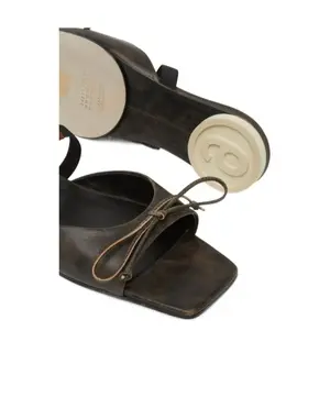MAISON MARGIELA Bow Detail Square Toe Leather Sandals - Brown
