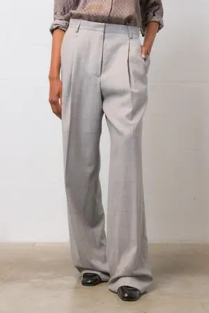 Dries Van Noten Wide Leg Plaid Trousers
