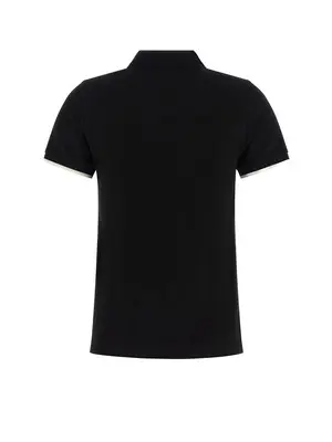 Moncler Logo Patch Short Sleeve Polo Shirt - Black