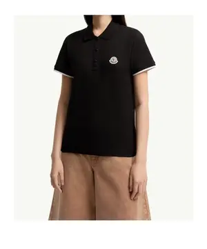 Moncler Logo Patch Short Sleeve Polo Shirt - Black