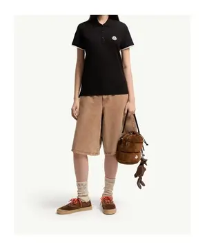 Moncler Logo Patch Short Sleeve Polo Shirt - Black