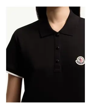 Moncler Logo Patch Short Sleeve Polo Shirt - Black