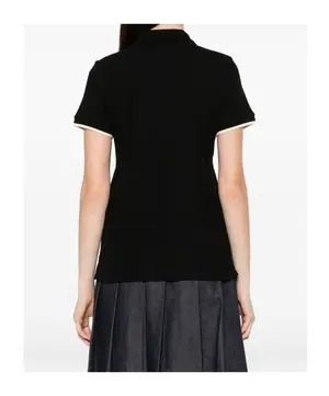 Moncler Logo Patch Short Sleeve Polo Shirt - Black