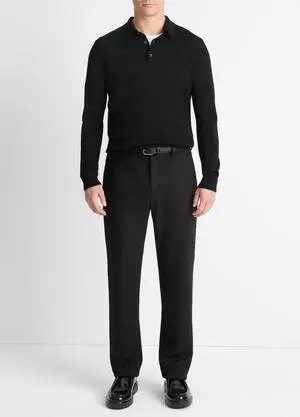 Vince Merino Knit Polo Shirt - Black