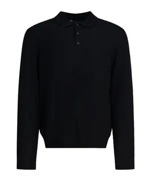 Vince Merino Knit Polo Shirt - Black