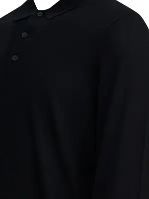 Vince Merino Knit Polo Shirt - Black