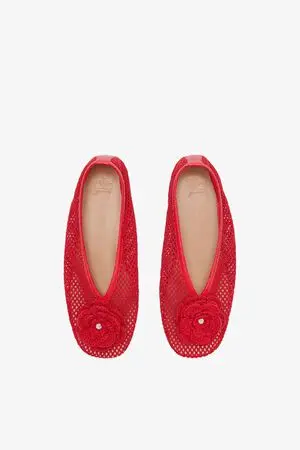 GANNI Jenny Mesh Flower Ballet Flats - Goji Berry