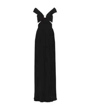 Chloé Off-shoulder Pleated Midi Dress - Black