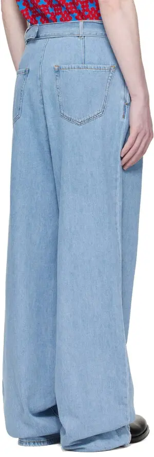 Dries Van Noten Belted Pleated Jeans - Blue