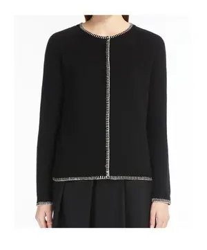 Max Mara Crew Neck Long Sleeve Cardigan With Contrast Embroidery