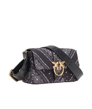 Pinko Flap Shoulder Bag With Adjustable Strap - Black