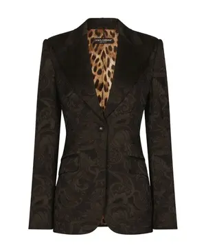 Dolce & Gabbana Ornamental Jacquard Single-breasted Blazer - Black