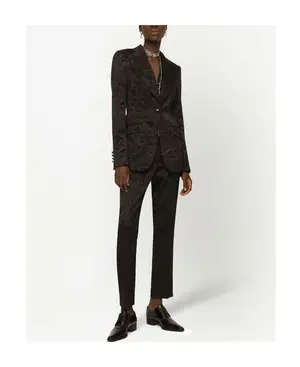 Dolce & Gabbana Ornamental Jacquard Single-breasted Blazer - Black