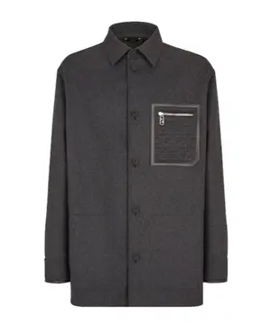 Fendi Logo Detailed Collared Shirt Jacket