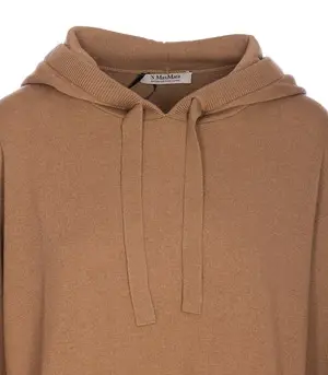 Max Mara Eroico Drawstring Knitted Hoodie - Camel