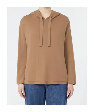 Max Mara Eroico Drawstring Knitted Hoodie - Camel
