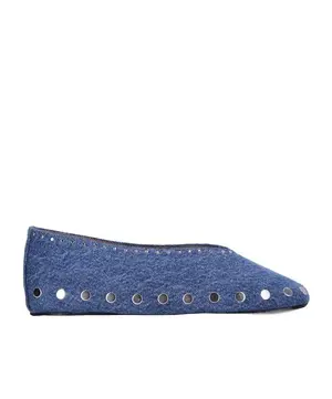 GANNI Round Toe Ballet Flats With Stud Embellishments