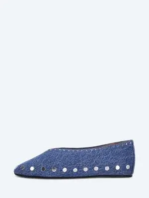 GANNI Round Toe Ballet Flats With Stud Embellishments