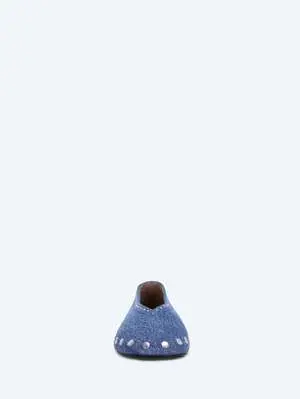 GANNI Round Toe Ballet Flats With Stud Embellishments