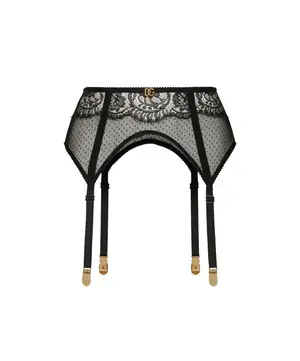 Dolce & Gabbana Logo Plaque Lace Garters - Black