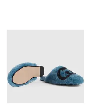 Gucci Fur Mules With Interlocking G Detail