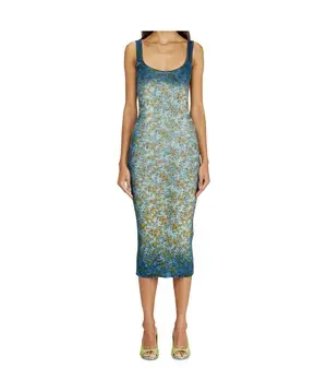 DIESEL® Floral Ribbed Knit Midi Dress