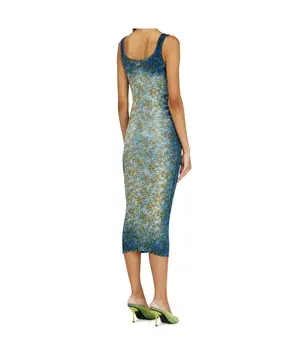 DIESEL® Floral Ribbed Knit Midi Dress
