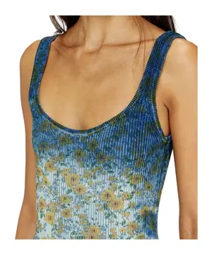 DIESEL® Floral Ribbed Knit Midi Dress