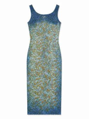 DIESEL® M-egita Ribbed Knit Floral Midi Dress