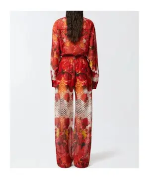Pinko Printed Wide Leg Palazzo Pants - Red