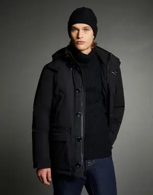 FAY Technical Fabric Hooded Jacket - Black